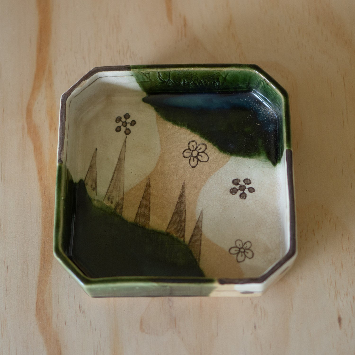 Vintage Japanese Octagonal Oribe Serving Dish in box – Kanso House